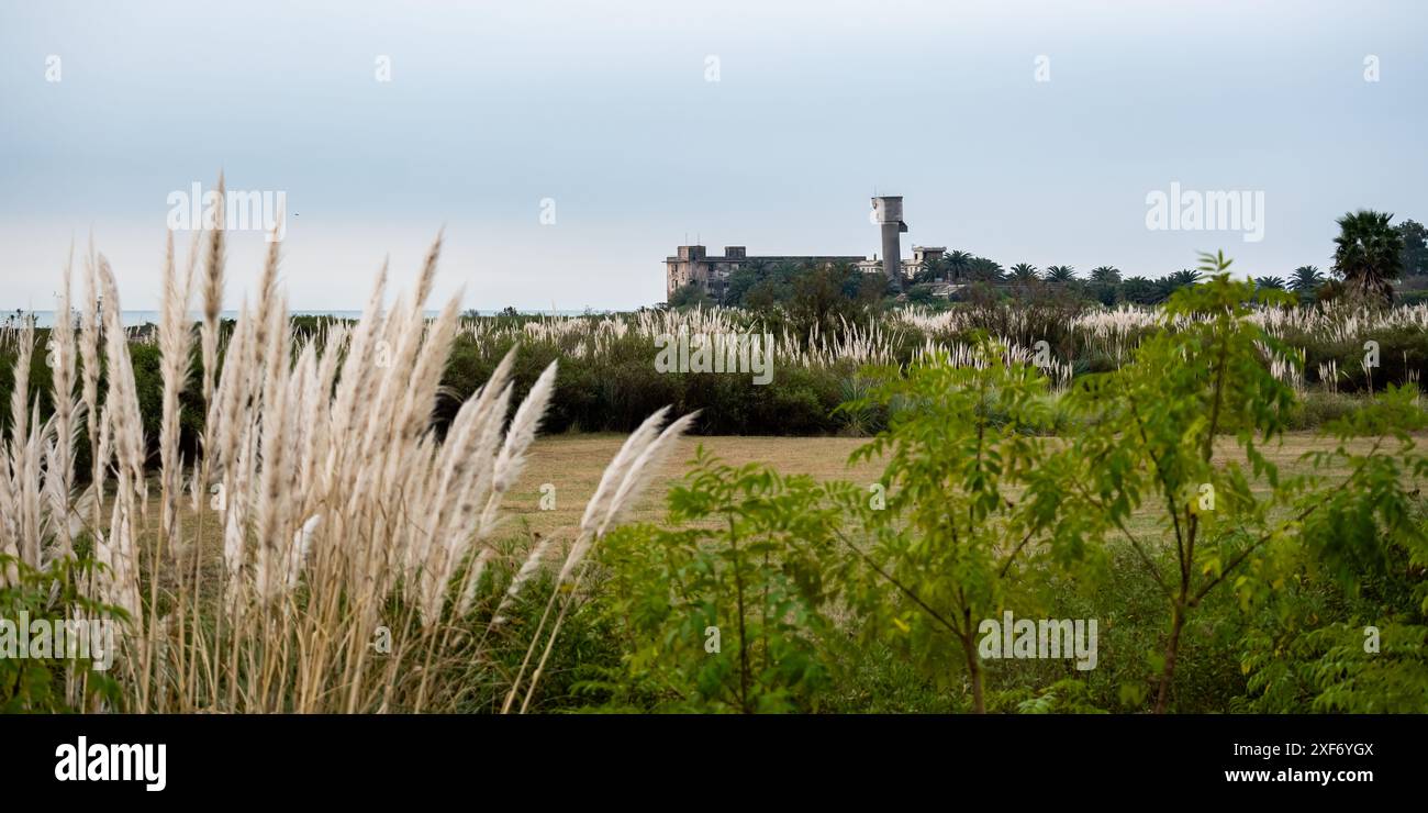 View from afar of the historic Grand Hotel Vienna Museum in Miramar ...