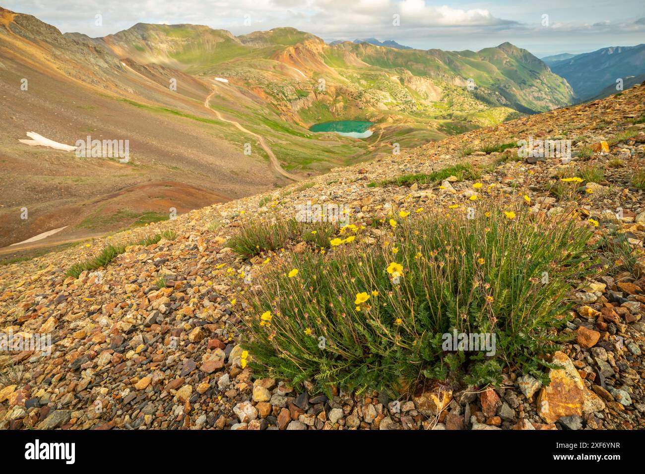 USA, Colorado, San Juan Mountains. California Pass and Lake Como ...