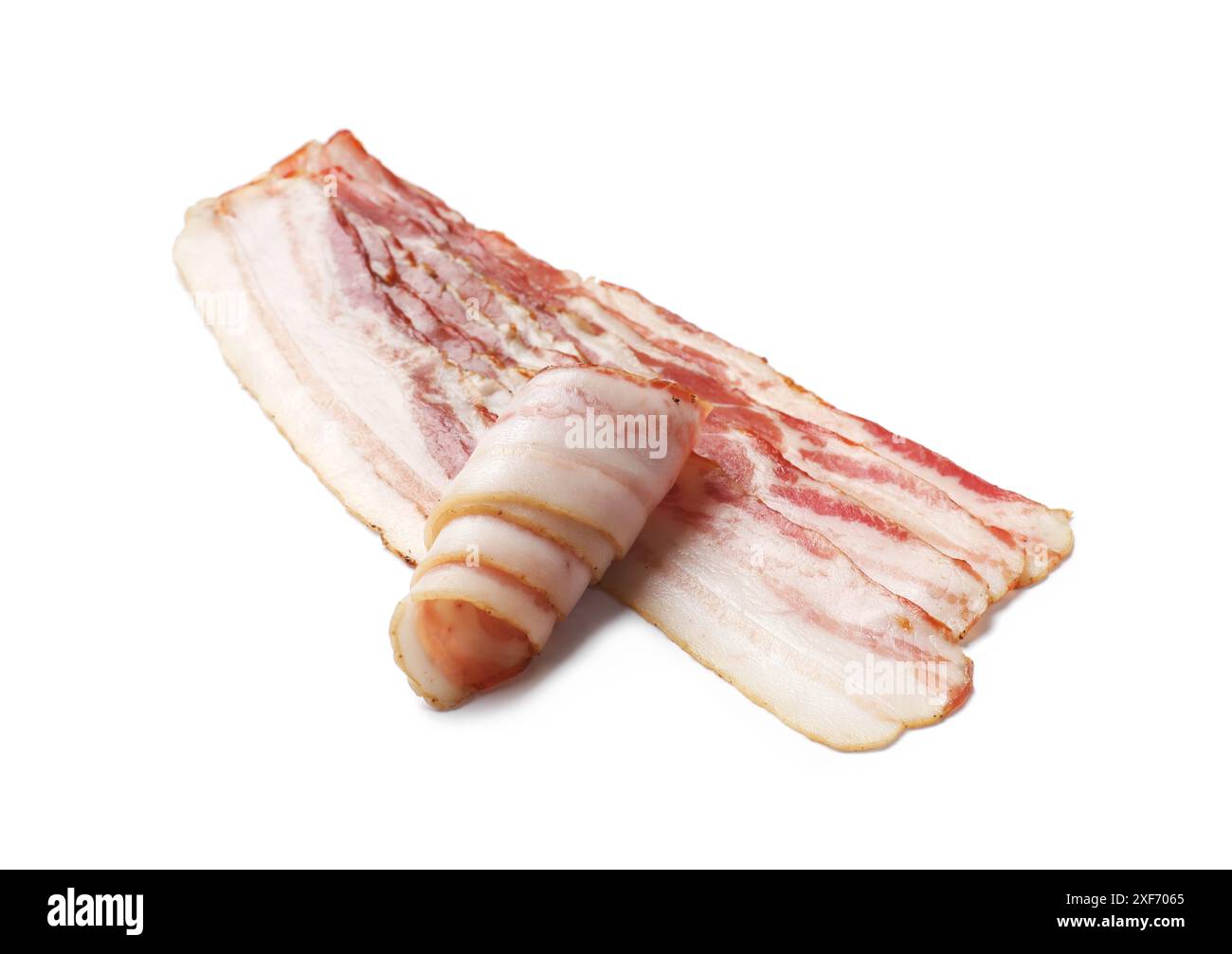 Slices uncooked bacon on Cut Out Stock Images & Pictures - Alamy