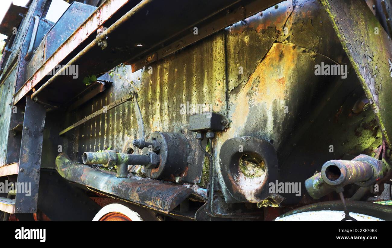 Chassis of an old steam locomotive. Detail of one wheel of a vintage ...