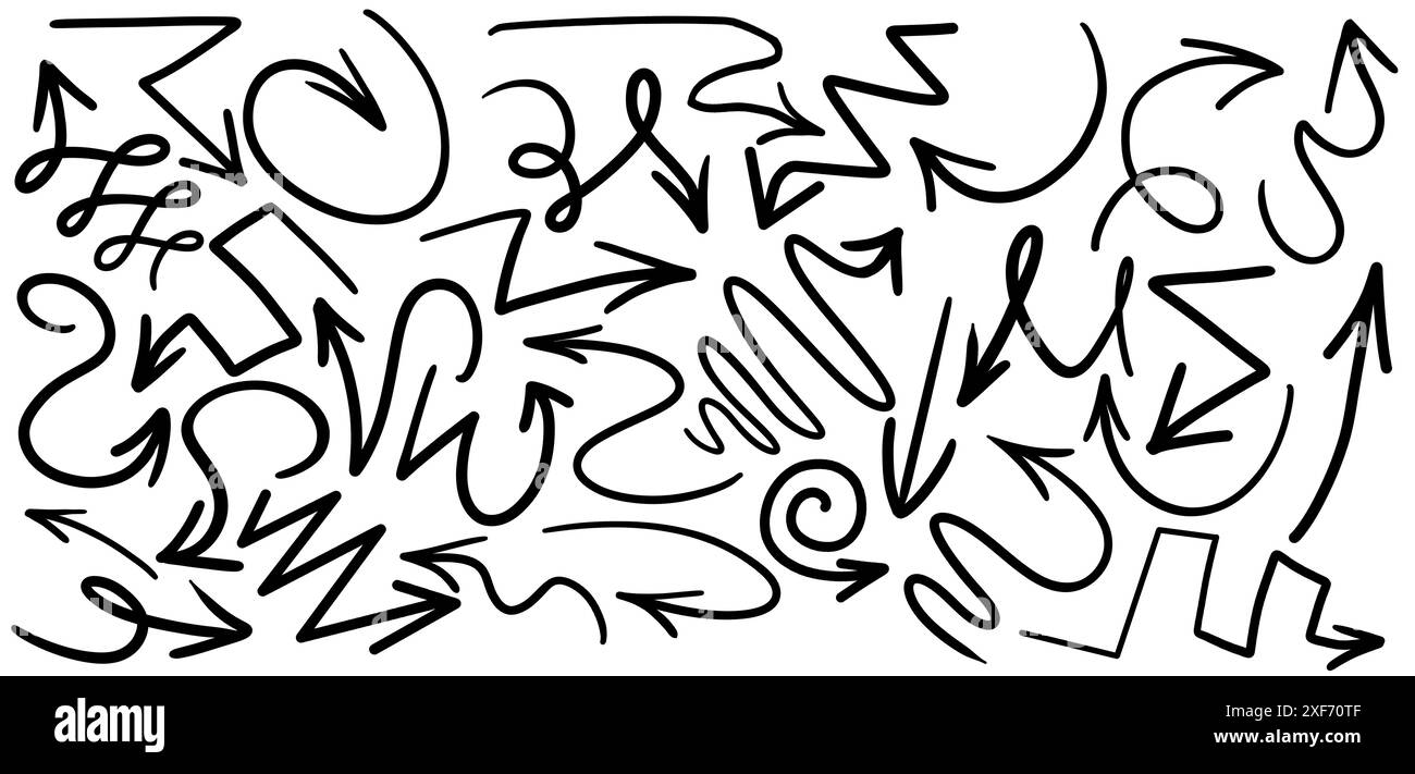 Set of different drawn arrows isolated on white Stock Photo - Alamy