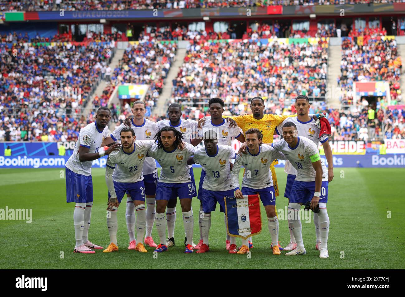 Dusseldorf, Germany, 1st July 2024. The France starting eleven line up ...