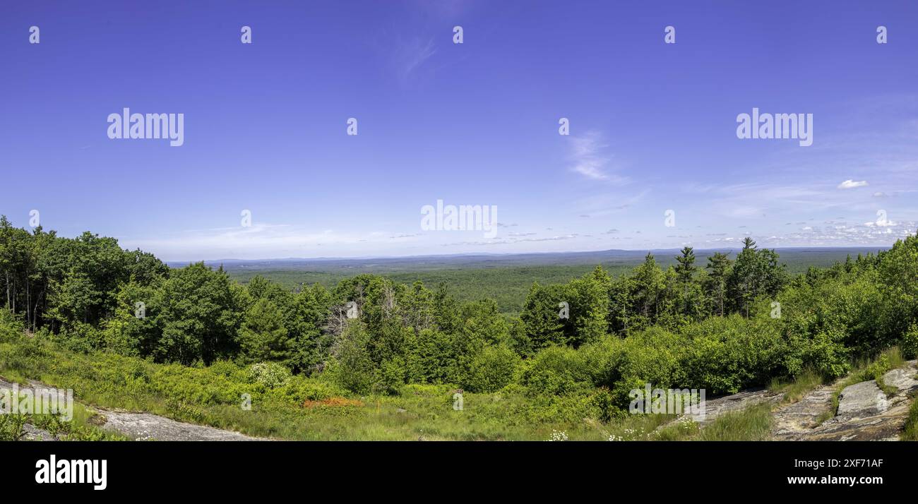 View over panoramic landscape from atop Mt. Agamenticus, Maine Stock ...