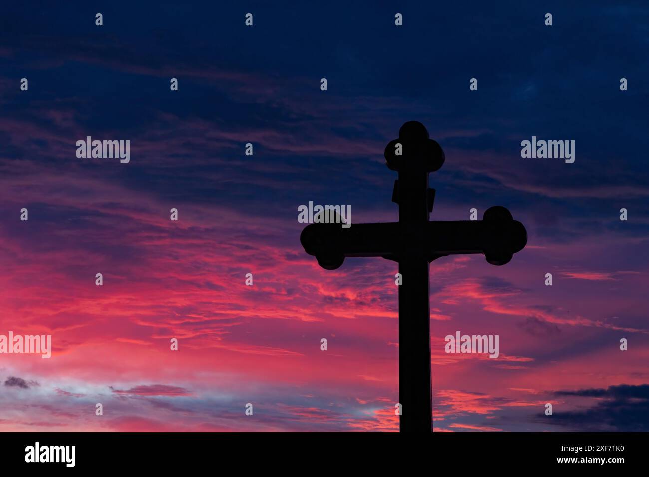 Cross at sunset, crucifixion of Jesus Christ. Good Friday, Palm Sunday ...