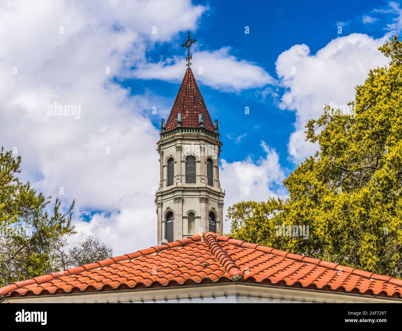 Bell tower, Cathedral Basilica of St. Augustine, Florida. Founded in ...