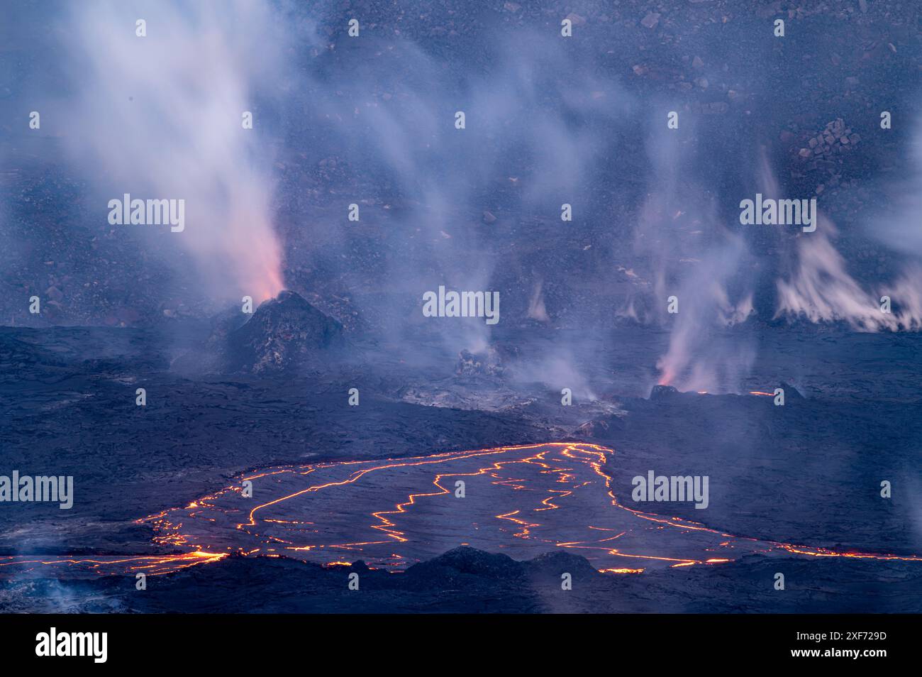 USA, Big Island, Hawaii. Smoldering eruption of Kilauea at sunrise ...