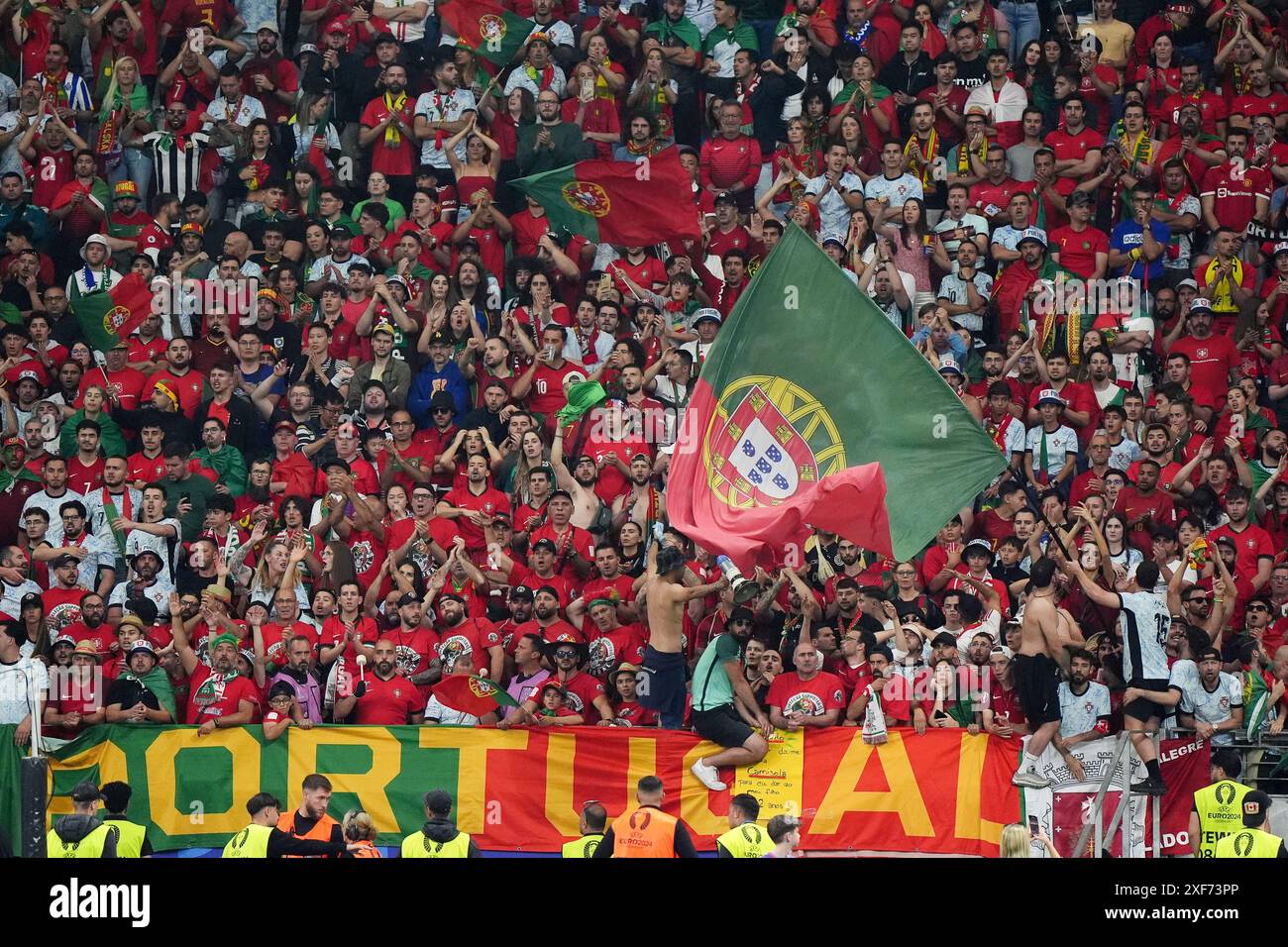 Portugal fans in the stands during the UEFA Euro 2024, round of 16 ...