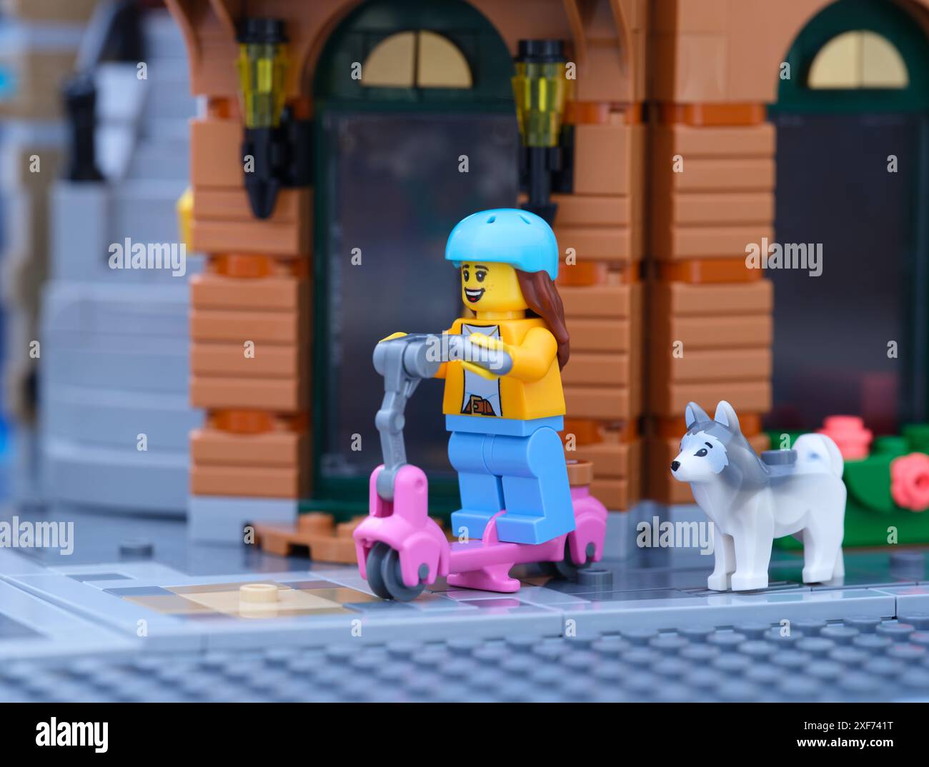 Tambov, Russian Federation - June 30, 2024 A Lego girl minifigure ...