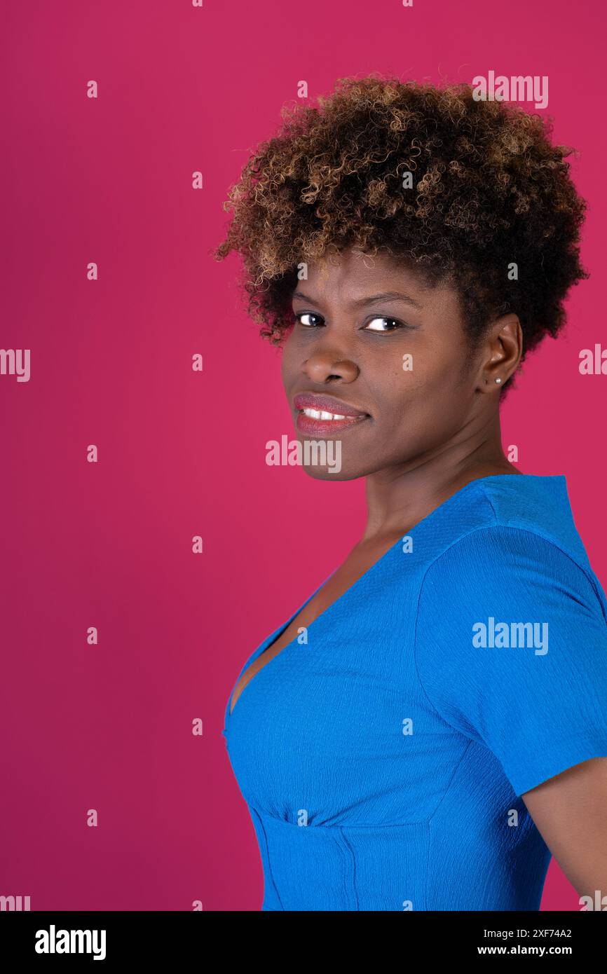 Woman in a blue shirt hi-res stock photography and images - Alamy