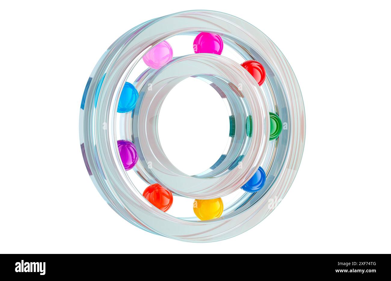 Glass Ball Bearing with colored balls. 3D rendering isolated on white ...