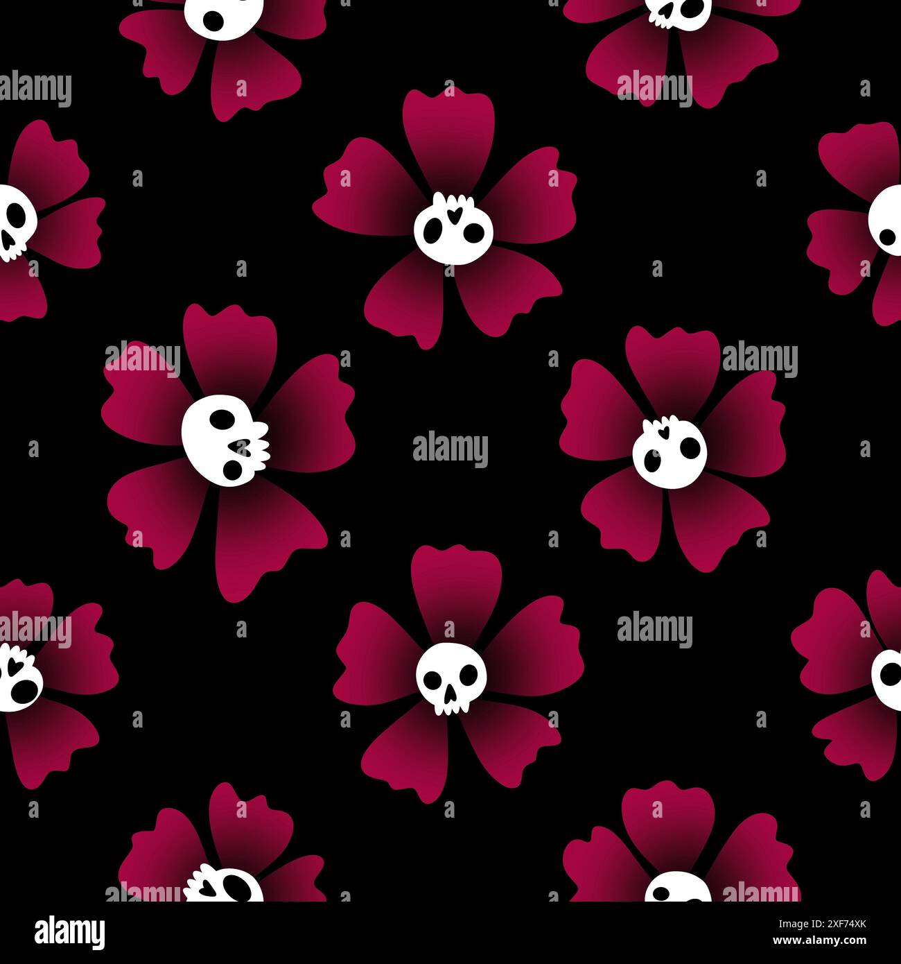 Halloween flower monsters seamless skulls pattern for wrapping paper ...