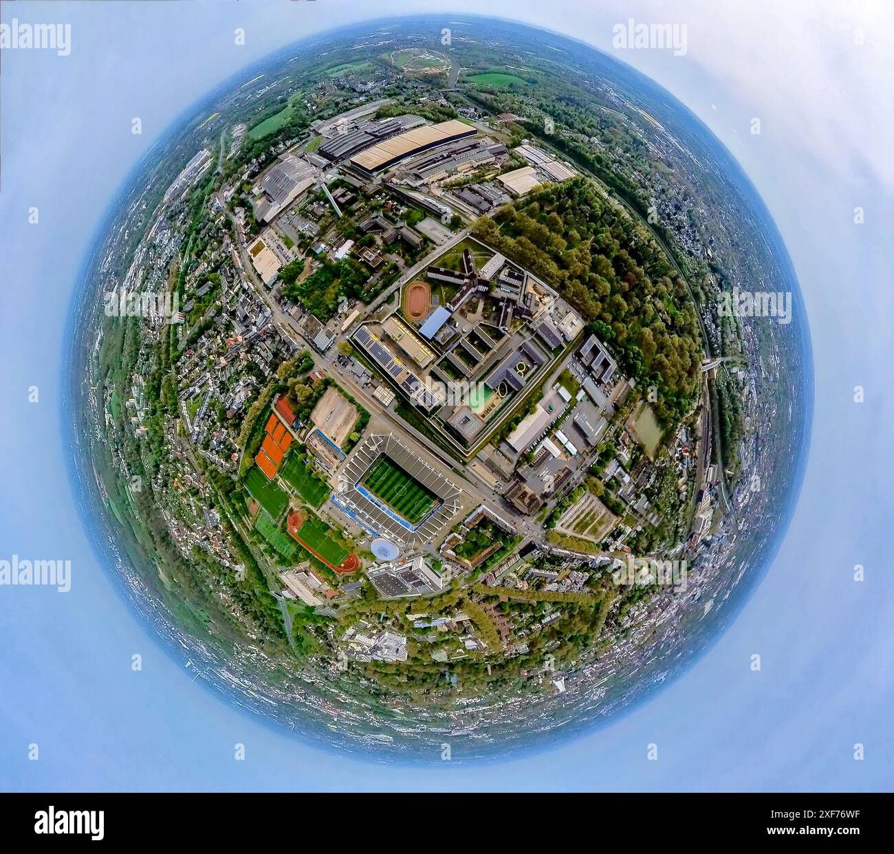 Aerial view, JVA correctional facility Bochum, Krümmede, municipal ...