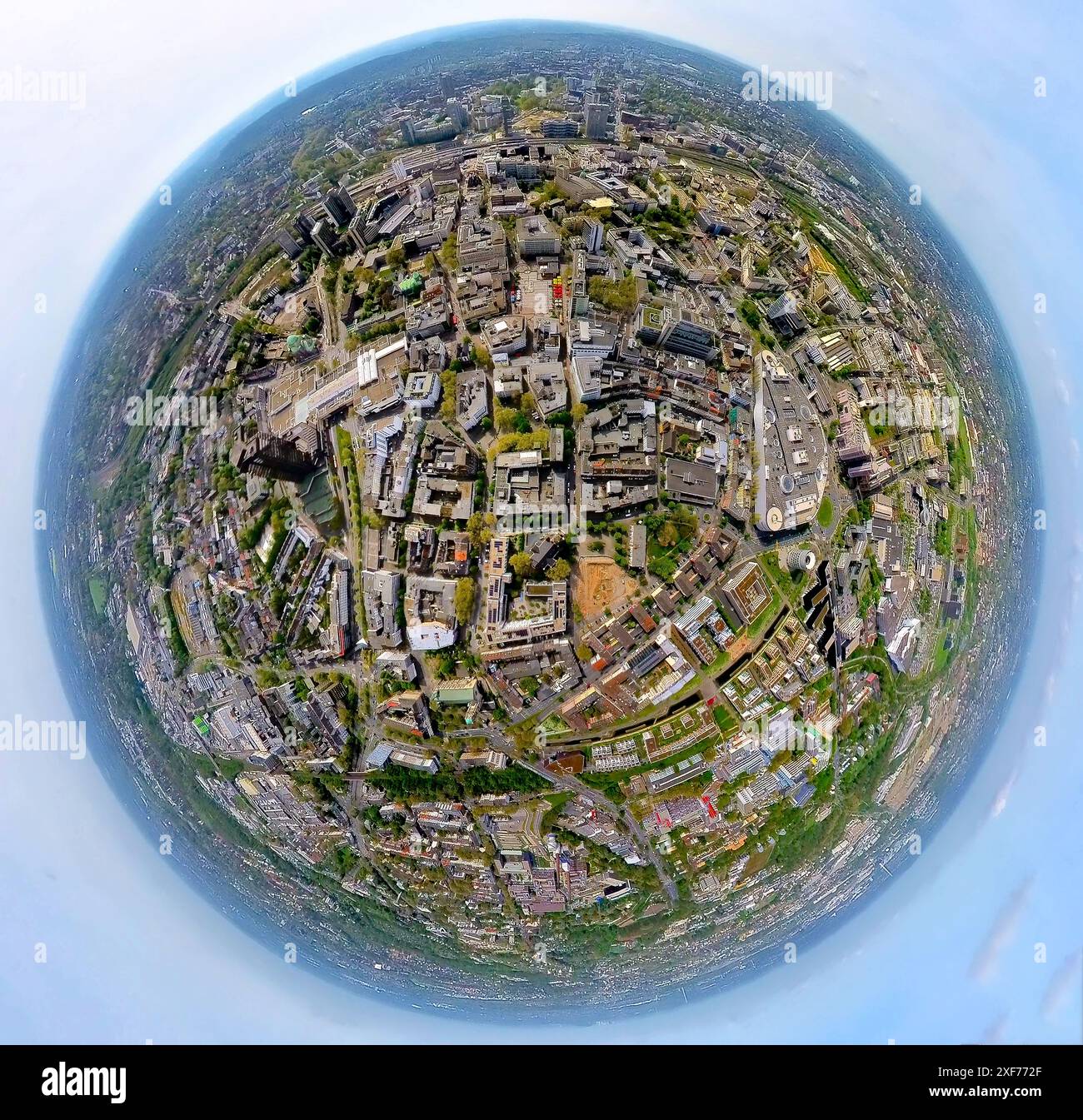 Aerial view, Innstadt view city north with Kettwiger Straße, town hall ...