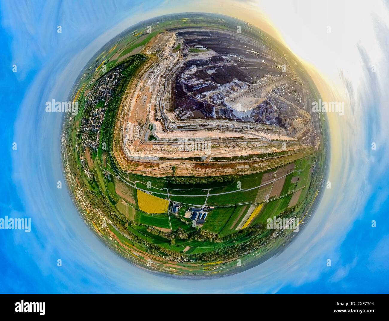 Aerial view, lignite opencast mine Inden of RWE Power AG, supply of ...