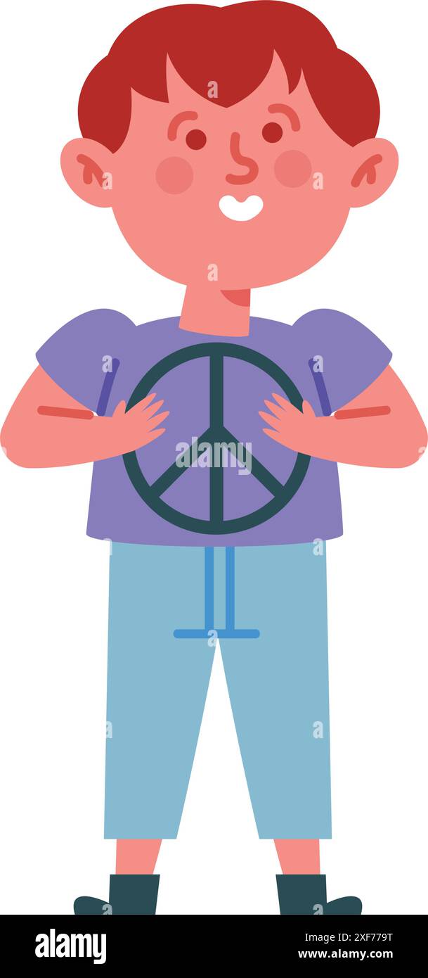 cartoon kids posing with peace sign isolated Stock Vector Image & Art ...