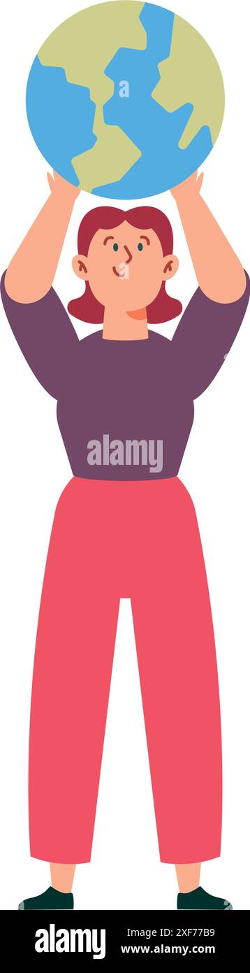 woman holding world map isolated Stock Vector Image & Art - Alamy