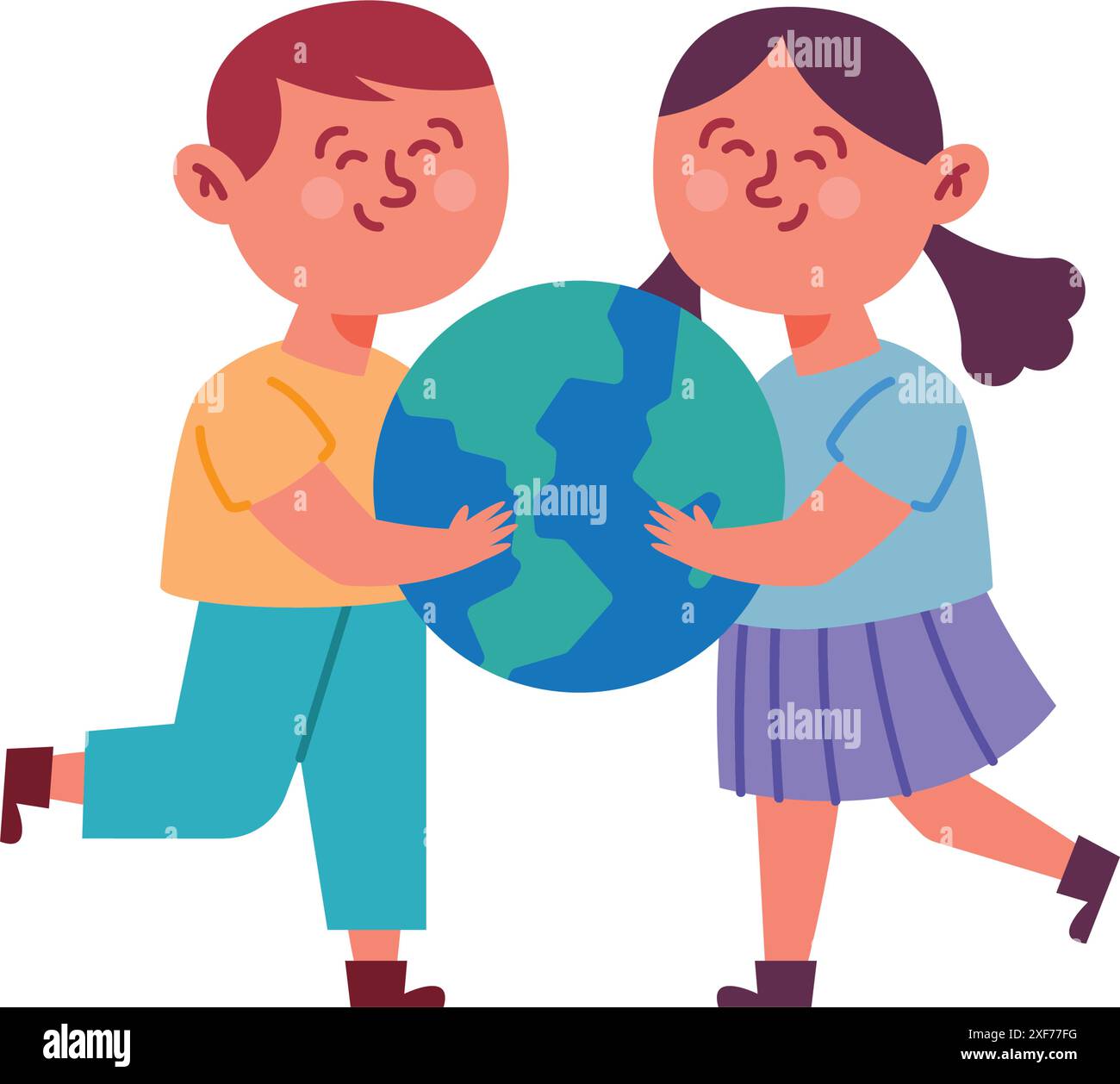 cute kids with map globe isolated Stock Vector Image & Art - Alamy