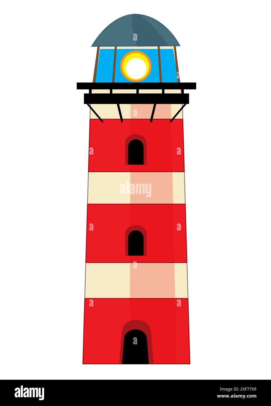 cartoon scene with lighthouse building isolated on white background ...