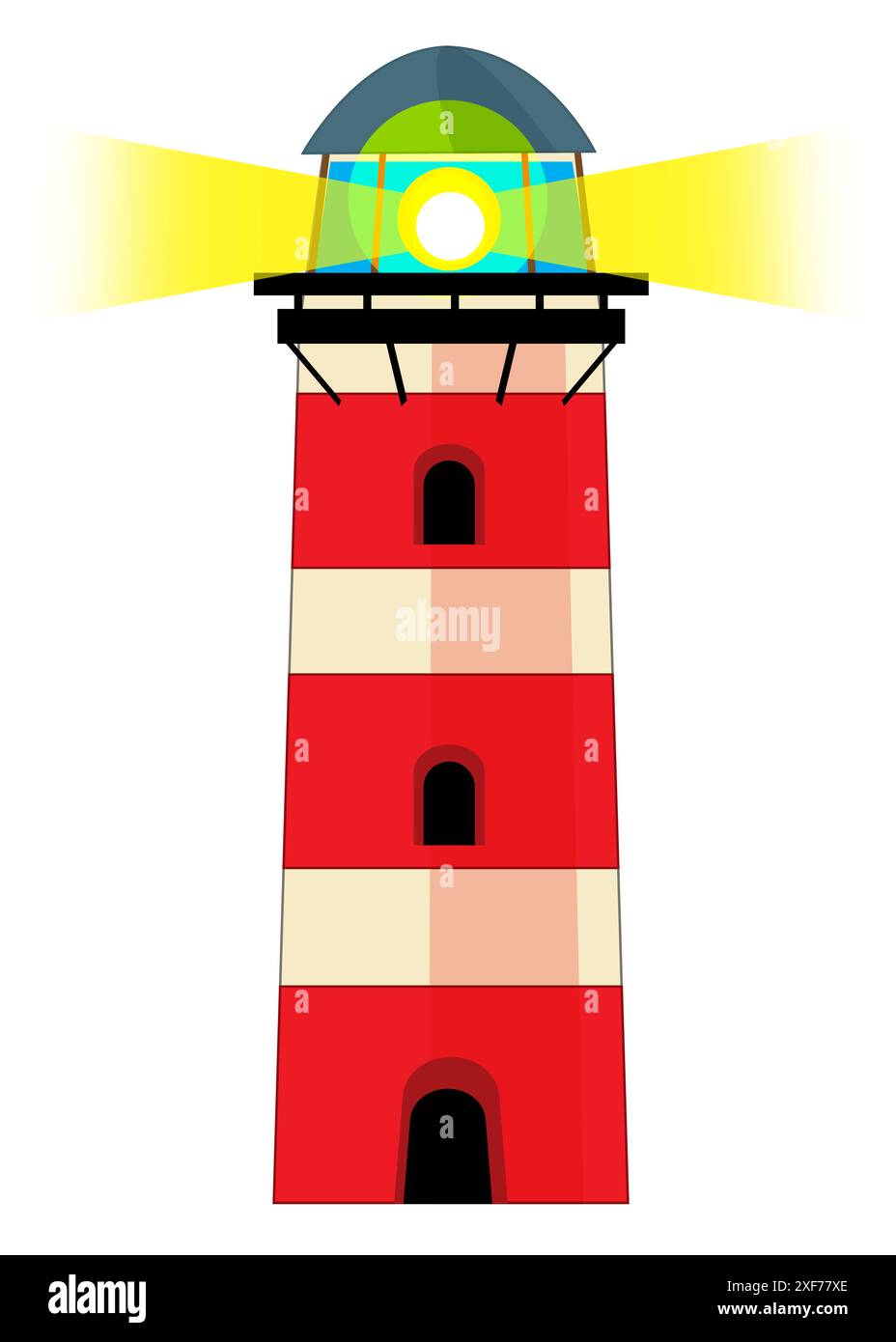 cartoon scene with lighthouse building isolated on white background ...
