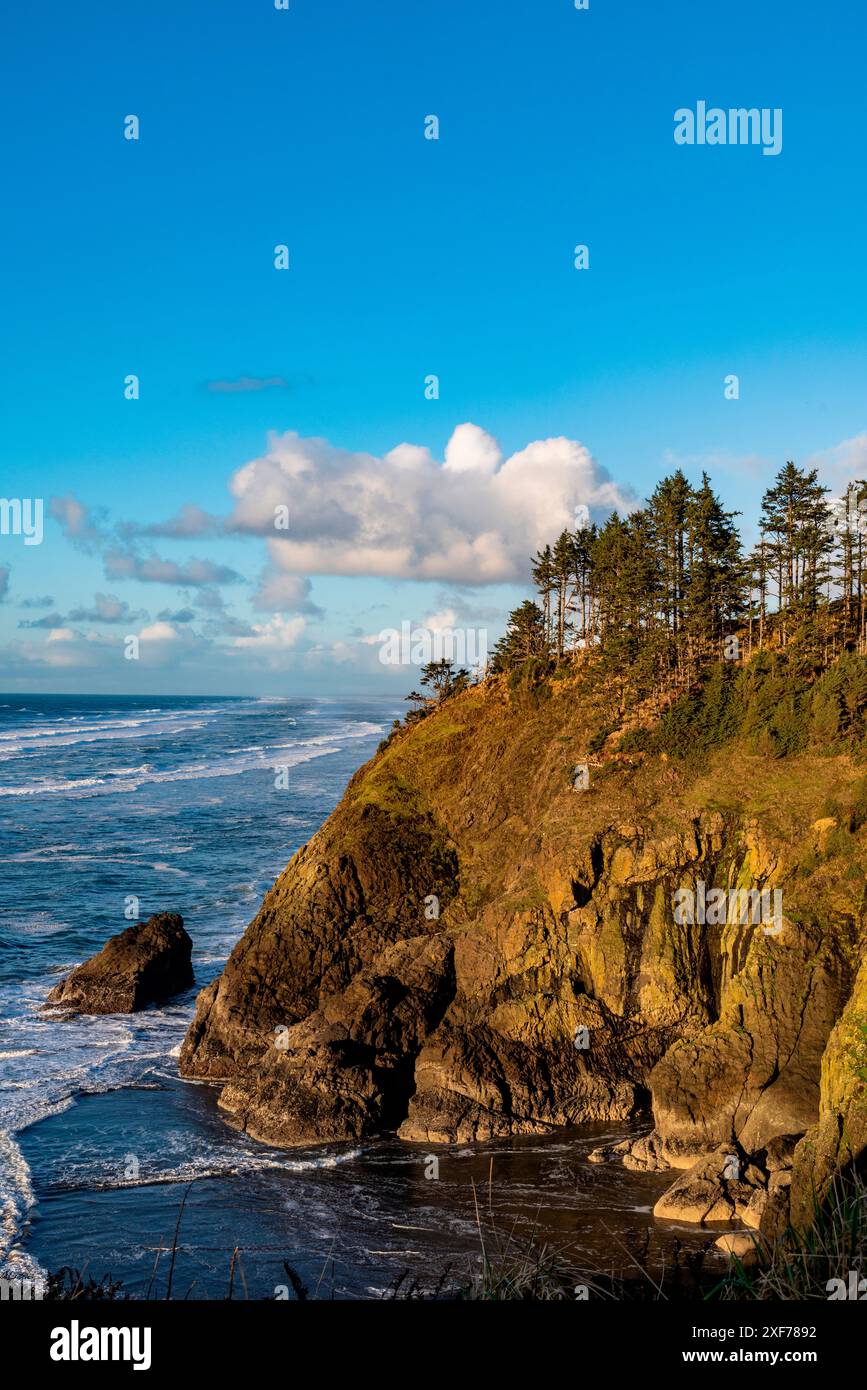 Dramatic cliffs over the Pacific Ocean at Cape Disappointment State ...