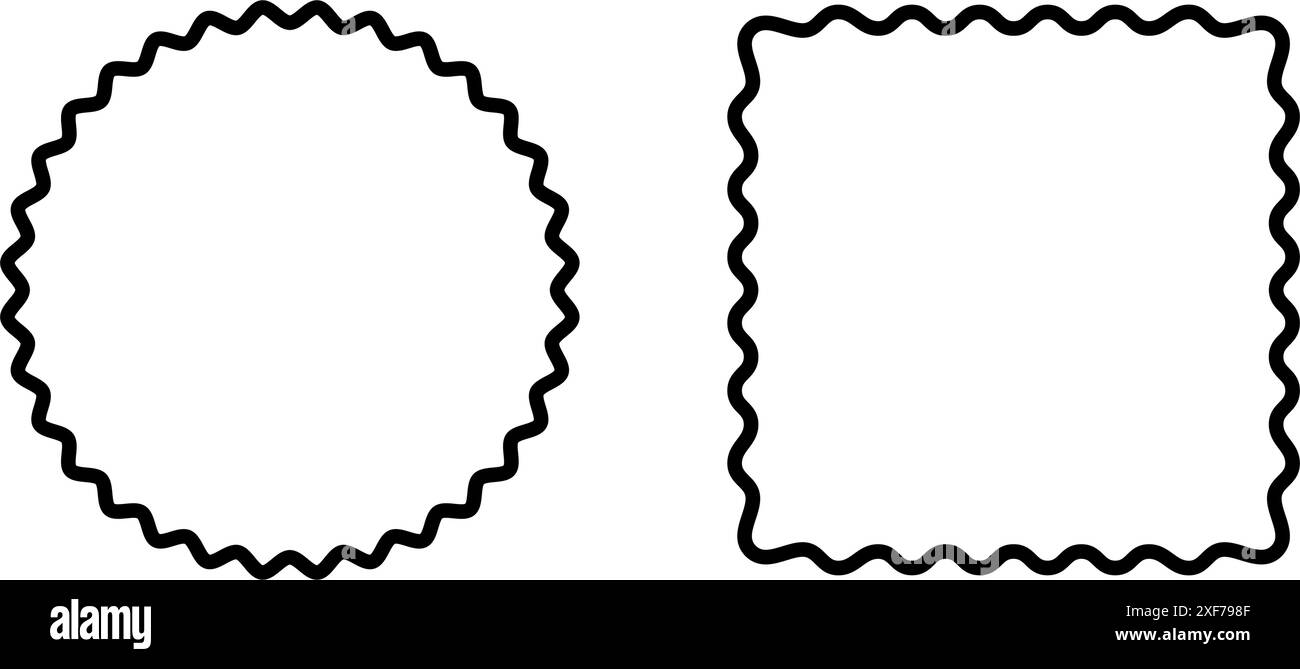 Round and square frames with wiggly edges. Circle and rectangular ...