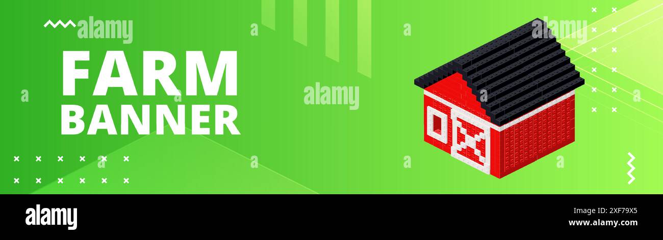 Horizontal banner with red barn. Vector illustration Stock Vector Image ...