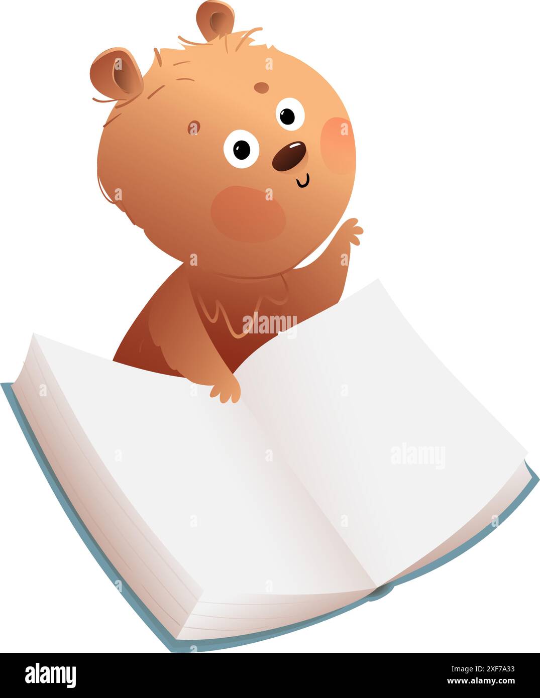 Teddy Bear and Open Empty Book or Notebook Cartoon Stock Vector Image ...