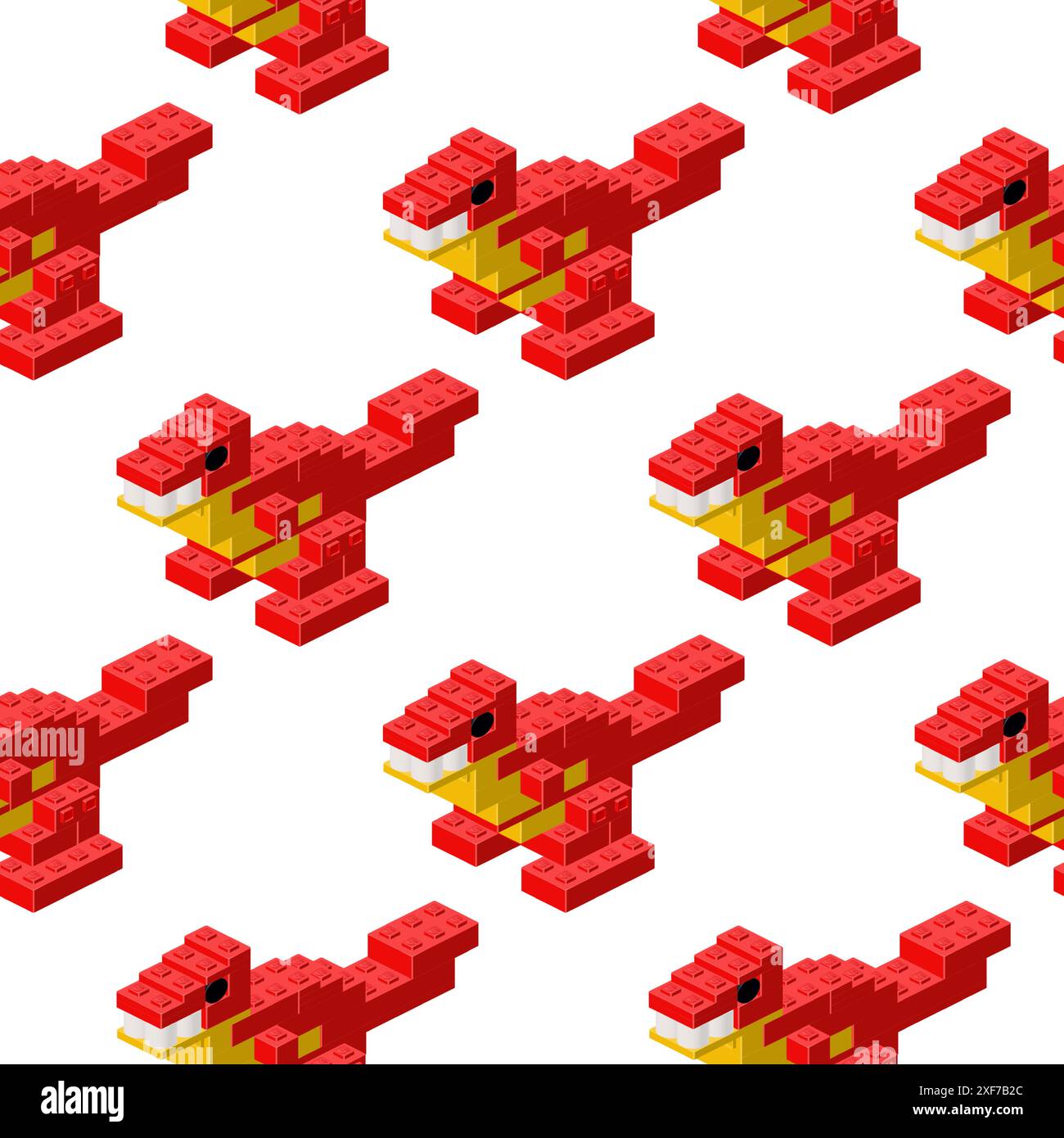 Red T-Rex pattern in isometry. Vector illustration Stock Vector Image ...