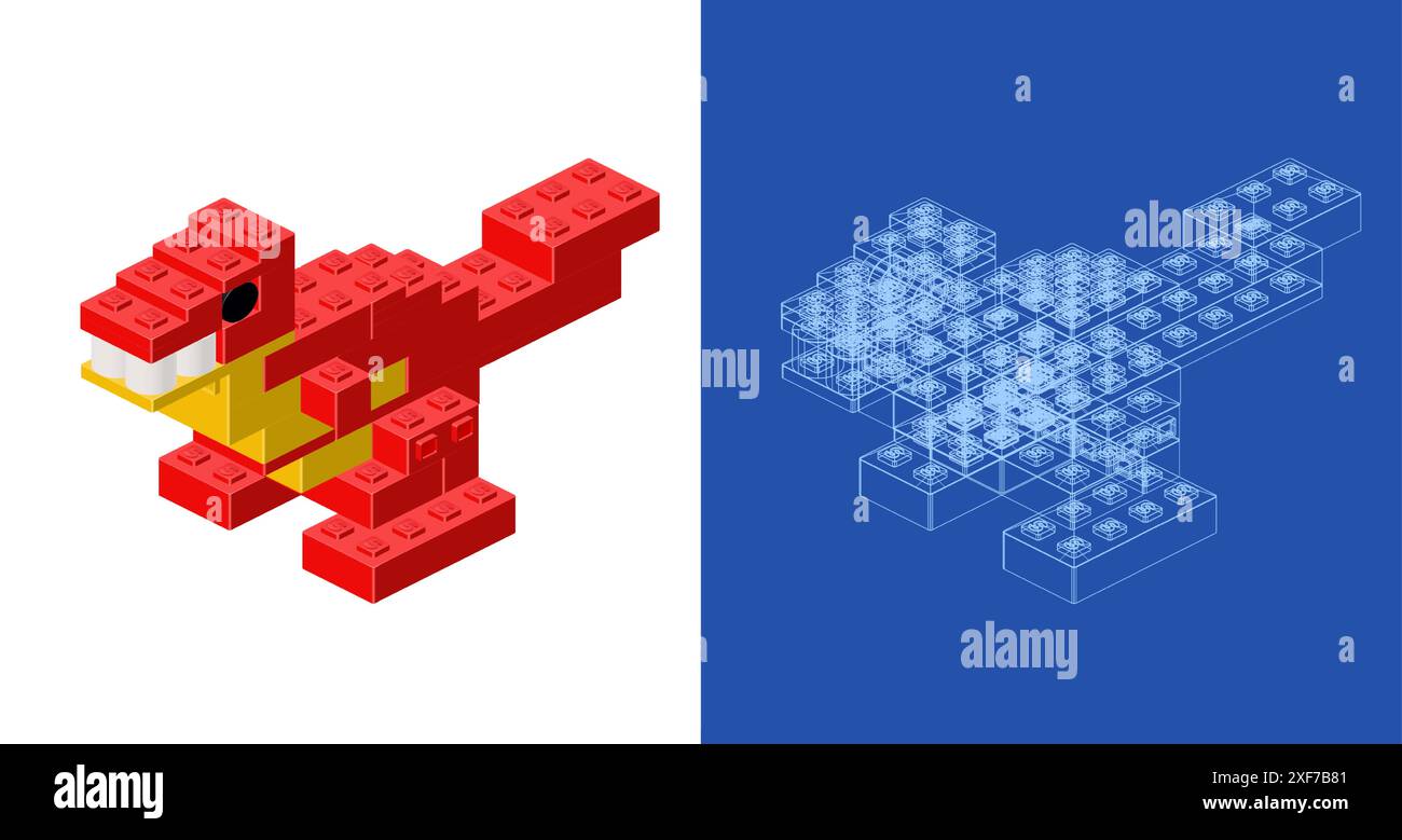 Red dino project for printing and design. Vector illustration Stock ...