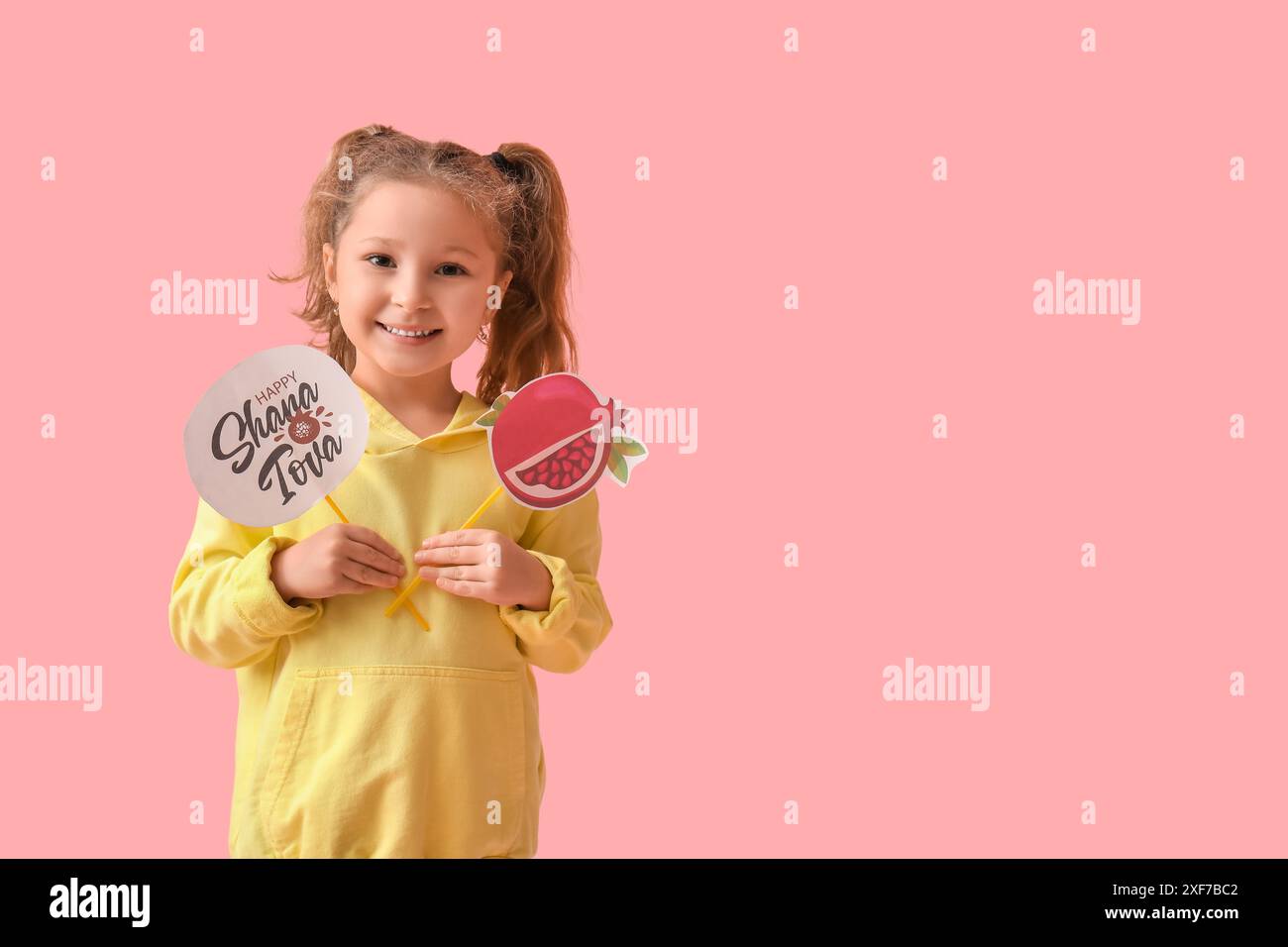 Cute little girl with decorations for Rosh Hashanah (Jewish New Year ...