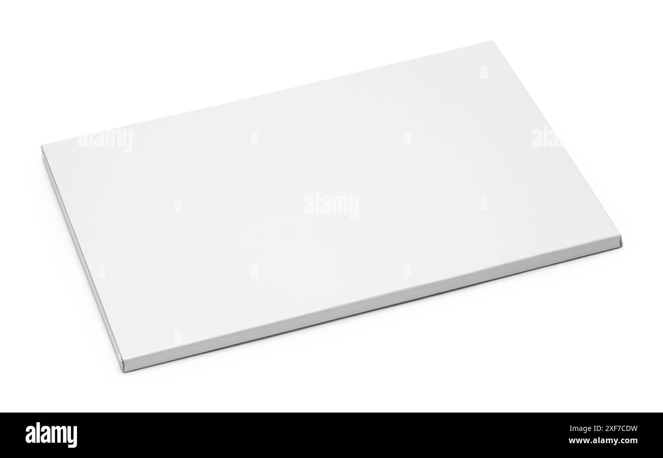 Flat Rectangle White Cardboard Box Cut Out on White Stock Photo - Alamy