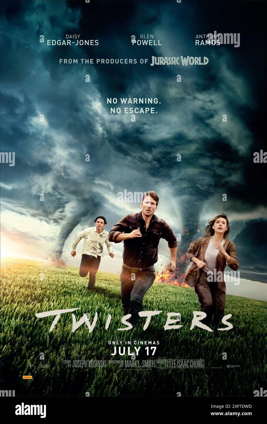 TWISTERS, New Zealand poster, from left: Anthony Ramos, Glen Powell, Daisy Edgar-Jones, 2024 ...