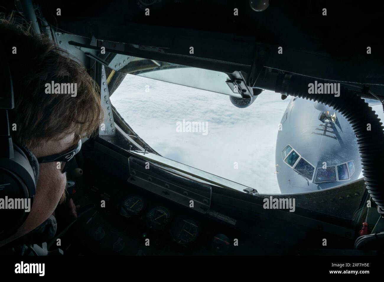 Senior Airman Kaleb Brewer, 350th Air Refueling Squadron boom operator ...