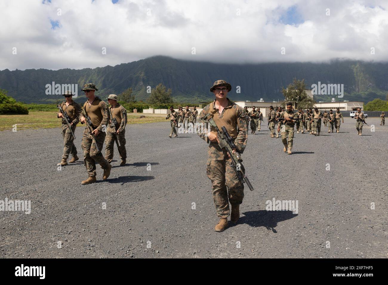 U.S. Marines conduct a patrol base operation exercise alongside members ...