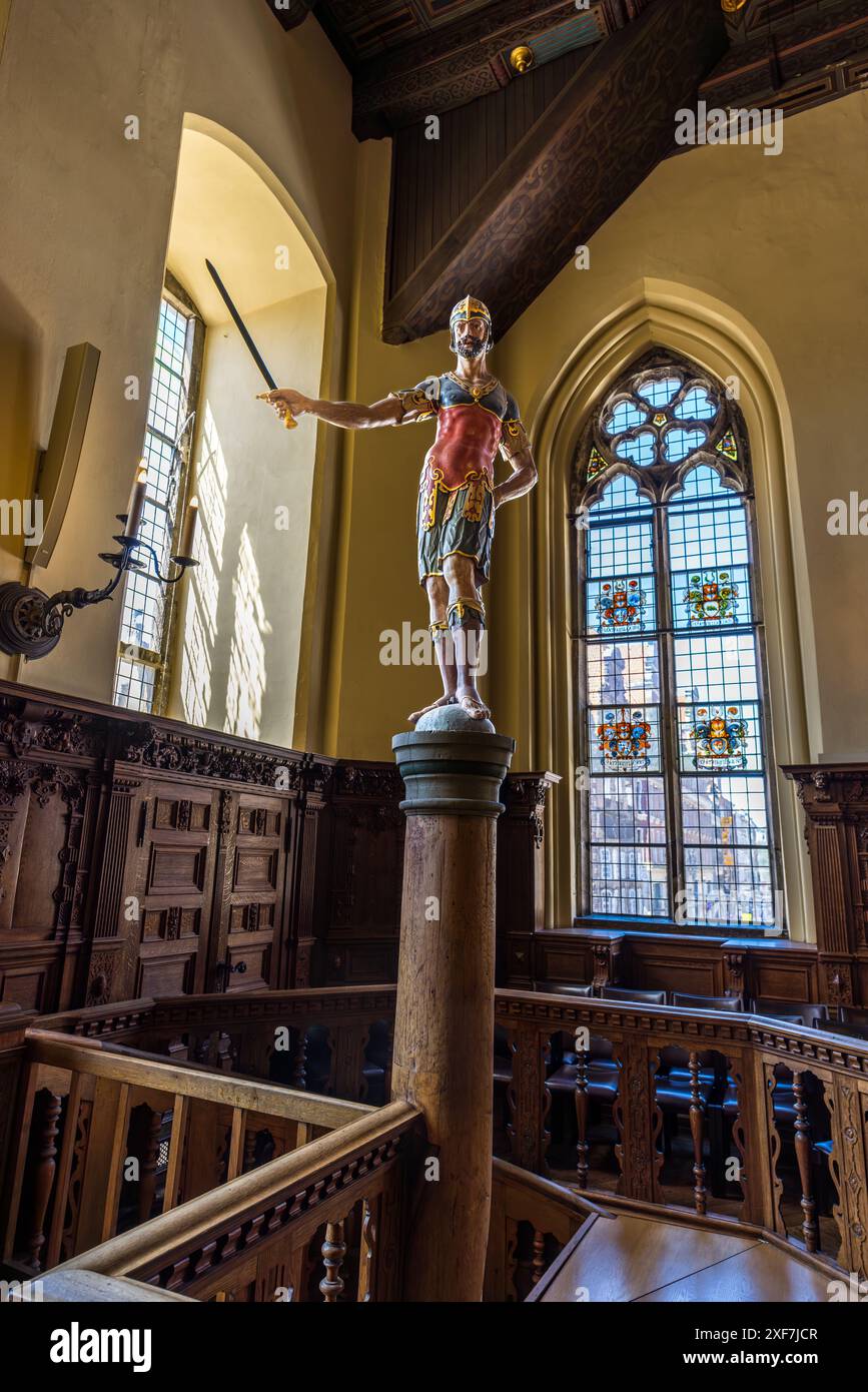 Town Hall in Bremen (UNESCO World Heritage Site). Wooden Hercules as a ...