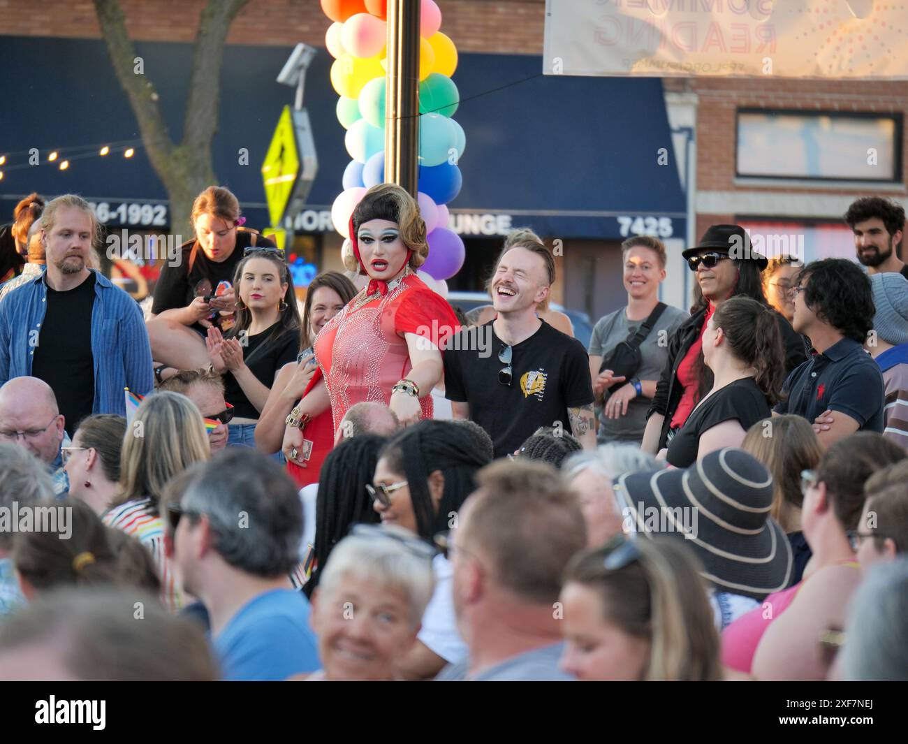 Drag queen performing at a Pride Month celebration, Forest Park ...