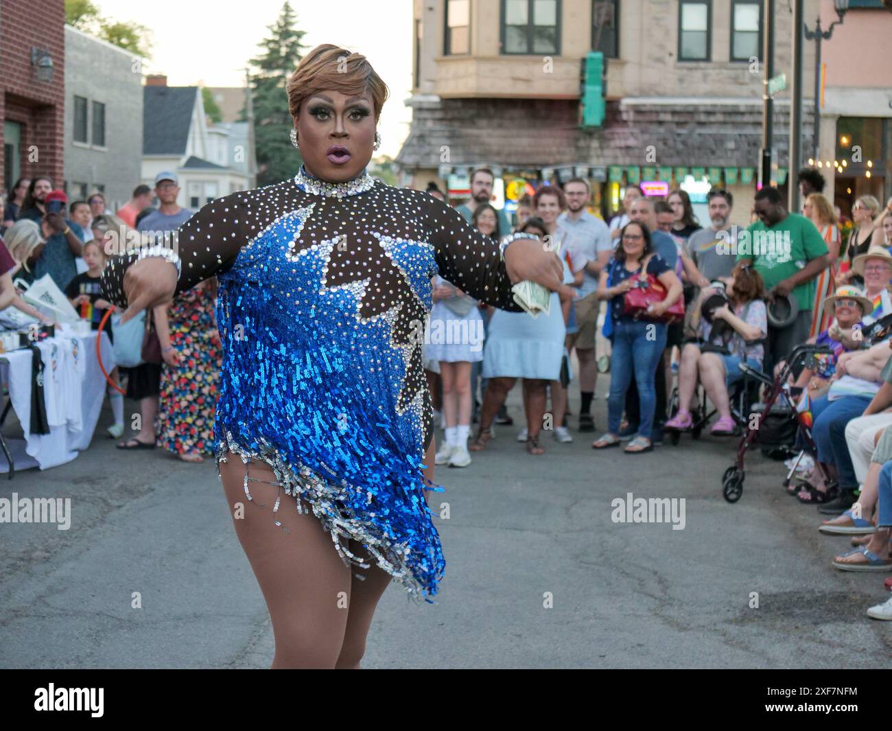 Drag queen performing at a Pride Month celebration, Forest Park ...