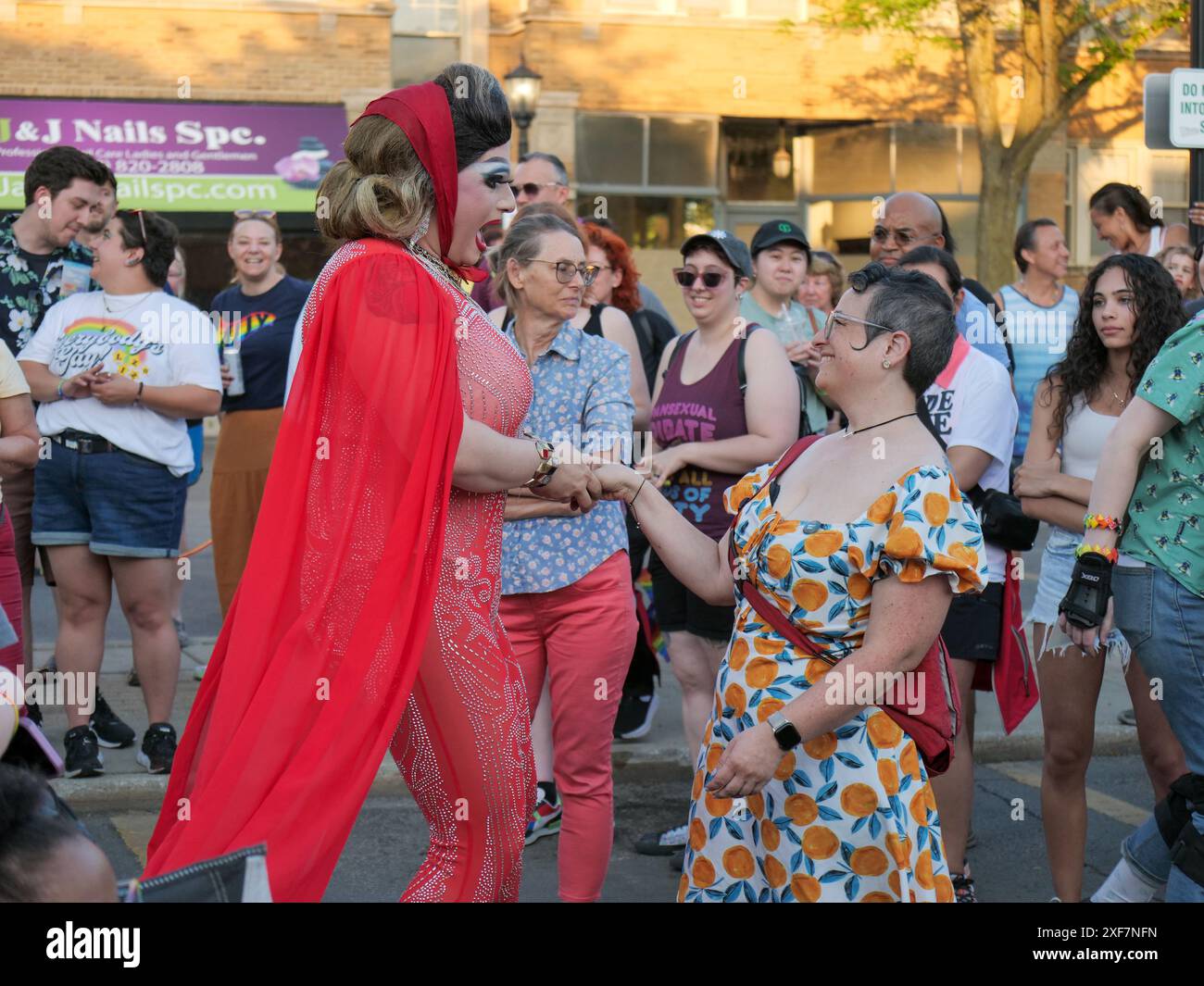 Drag queen performing at a Pride Month celebration, Forest Park ...