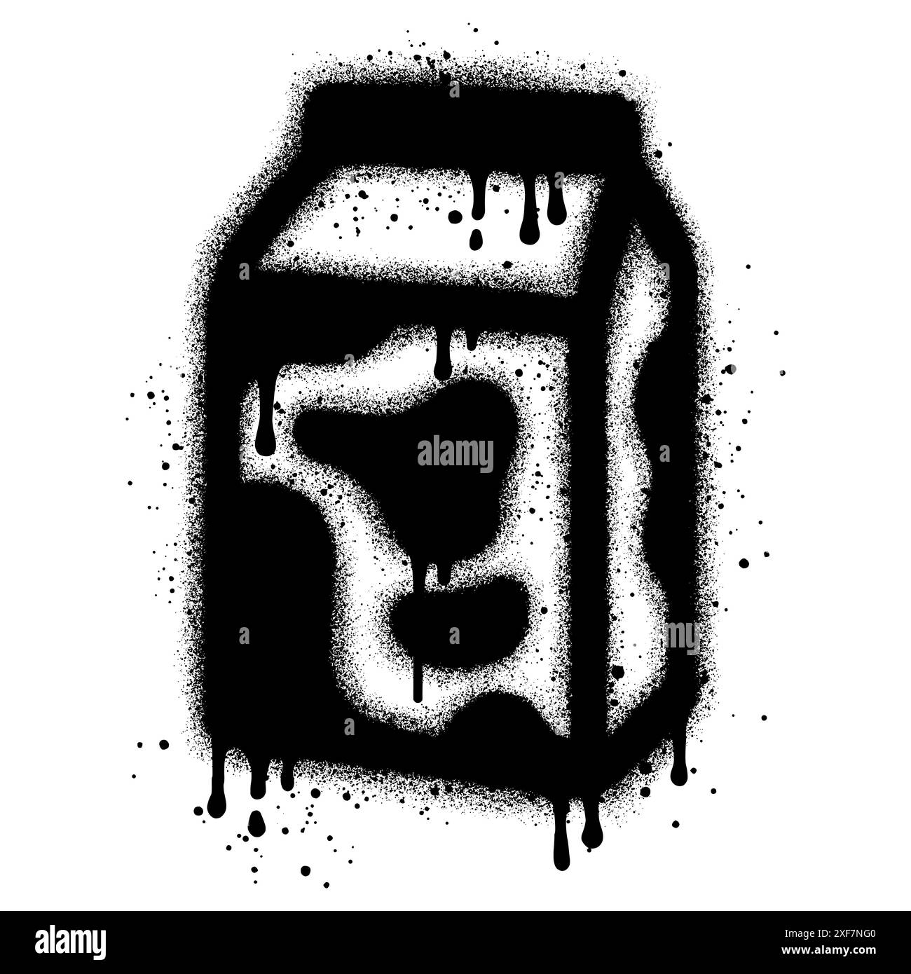 Milk graffiti in paper box with black spray paint illustration Stock ...