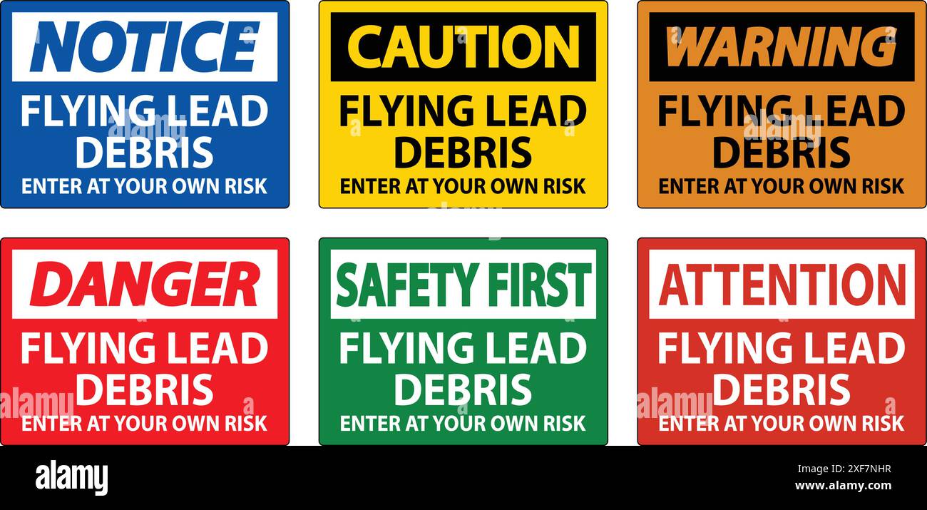 caution sign warning about the dangers of flying lead debris ...