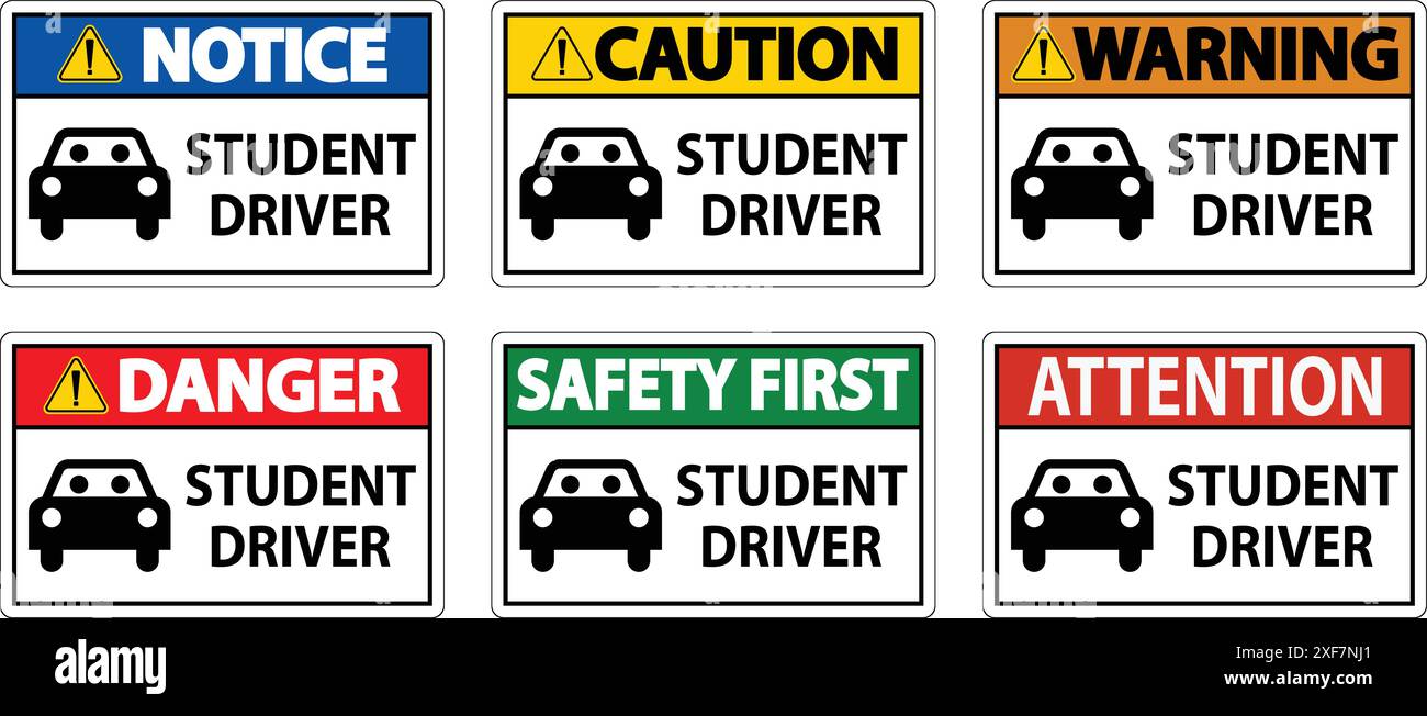 Caution Sign, Student Driver Sign Stock Vector Image & Art - Alamy