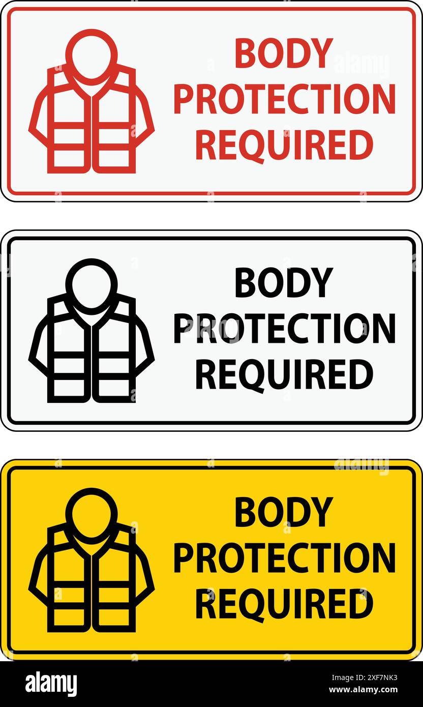 A clear safety sign indicating the mandatory use of body protection ...