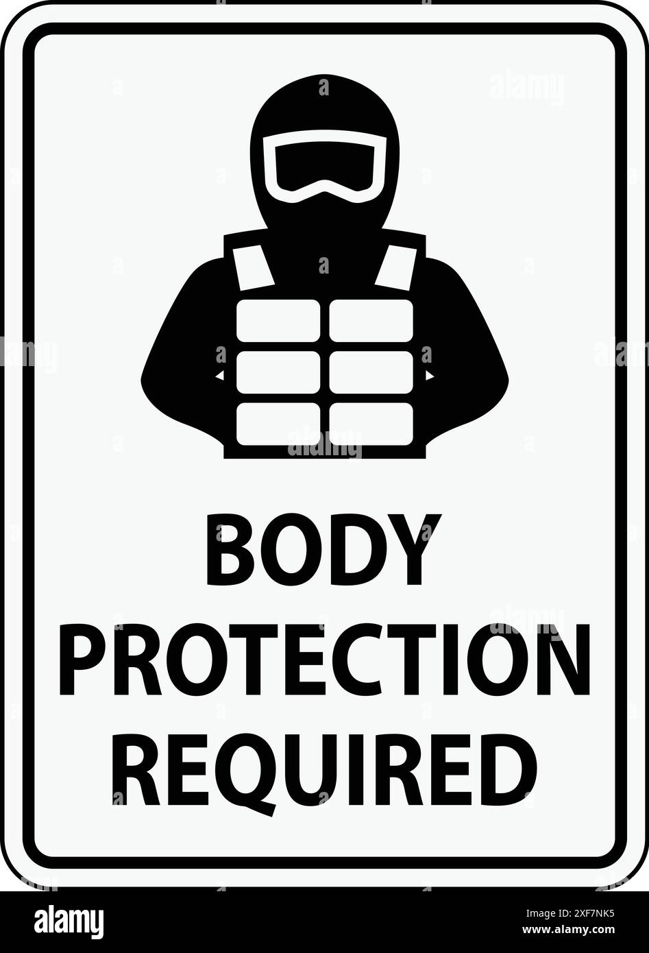 A clear safety sign indicating the mandatory use of body protection ...