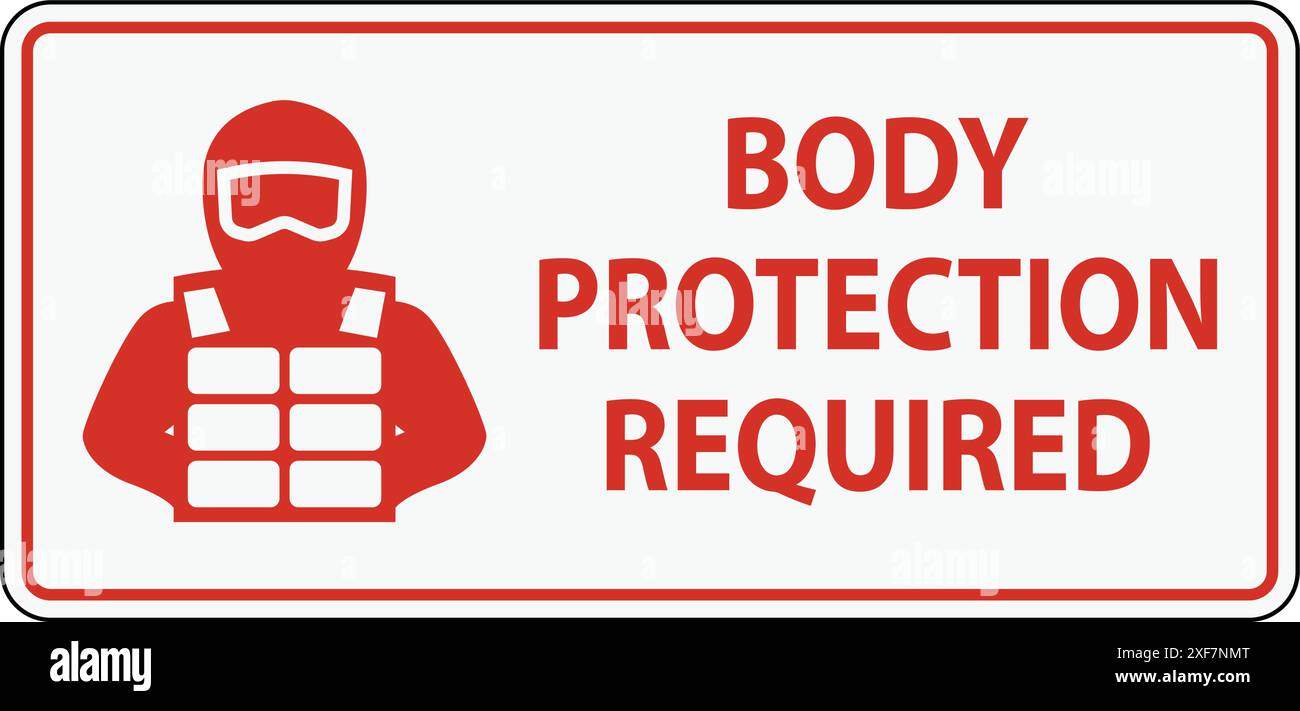 A clear safety sign indicating the mandatory use of body protection ...