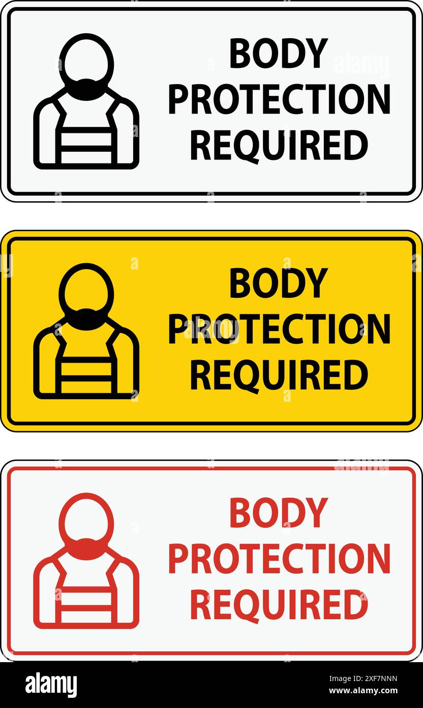 A clear safety sign indicating the mandatory use of body protection ...