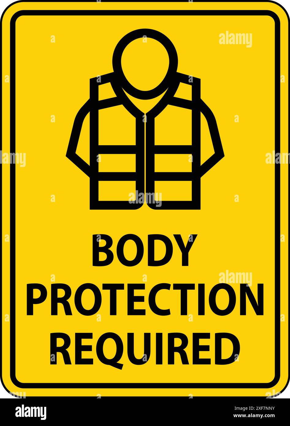 A clear safety sign indicating the mandatory use of body protection ...