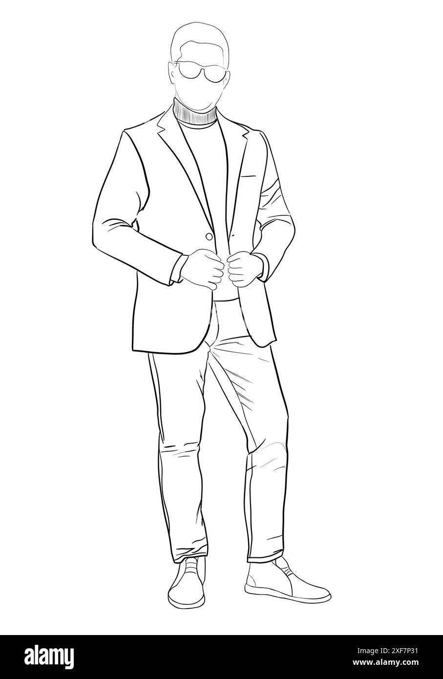 Fashion designer. Sketch of man in stylish clothes on white background ...
