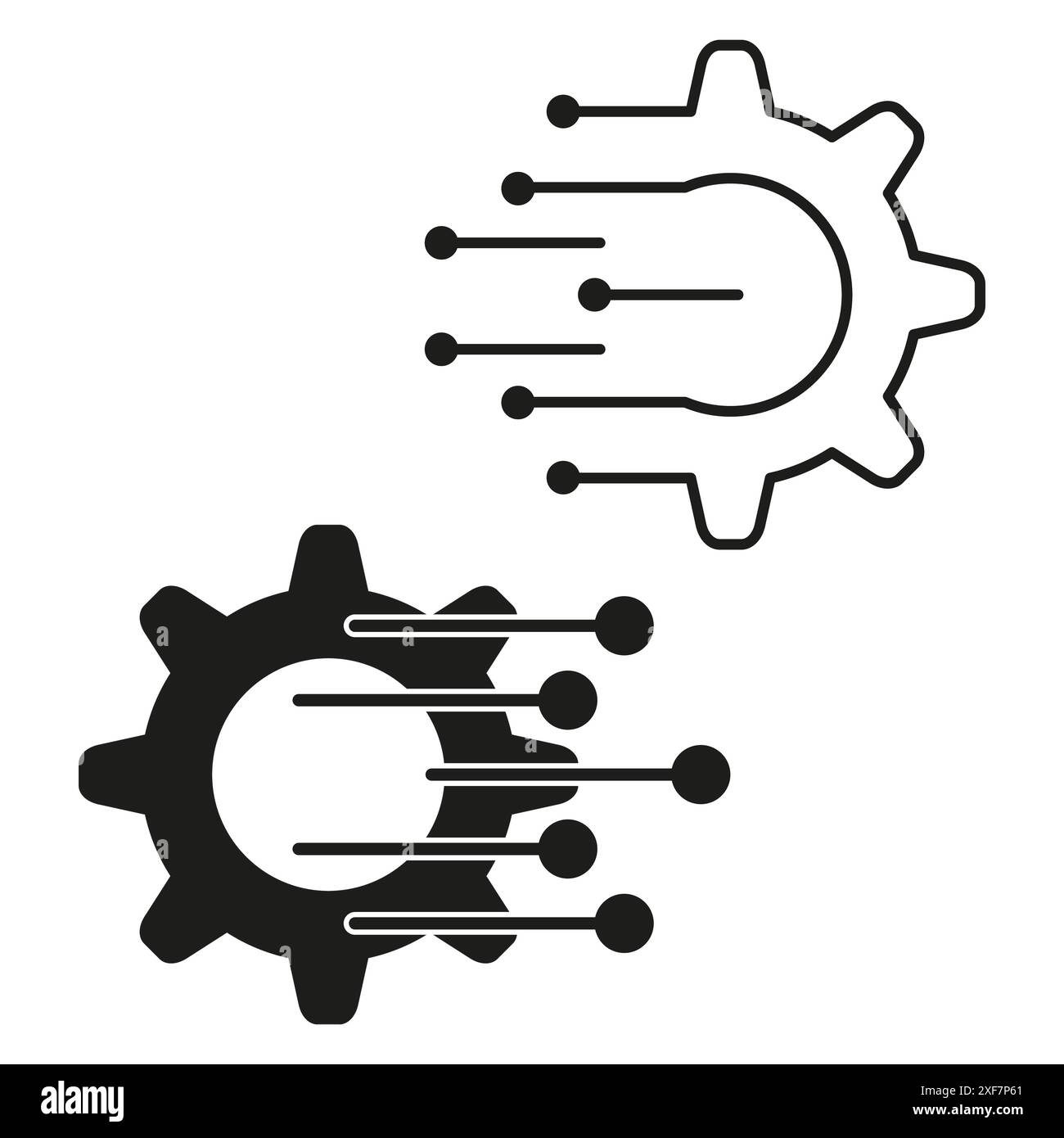 Gear icons collection. Black and white designs. Mechanical vector ...