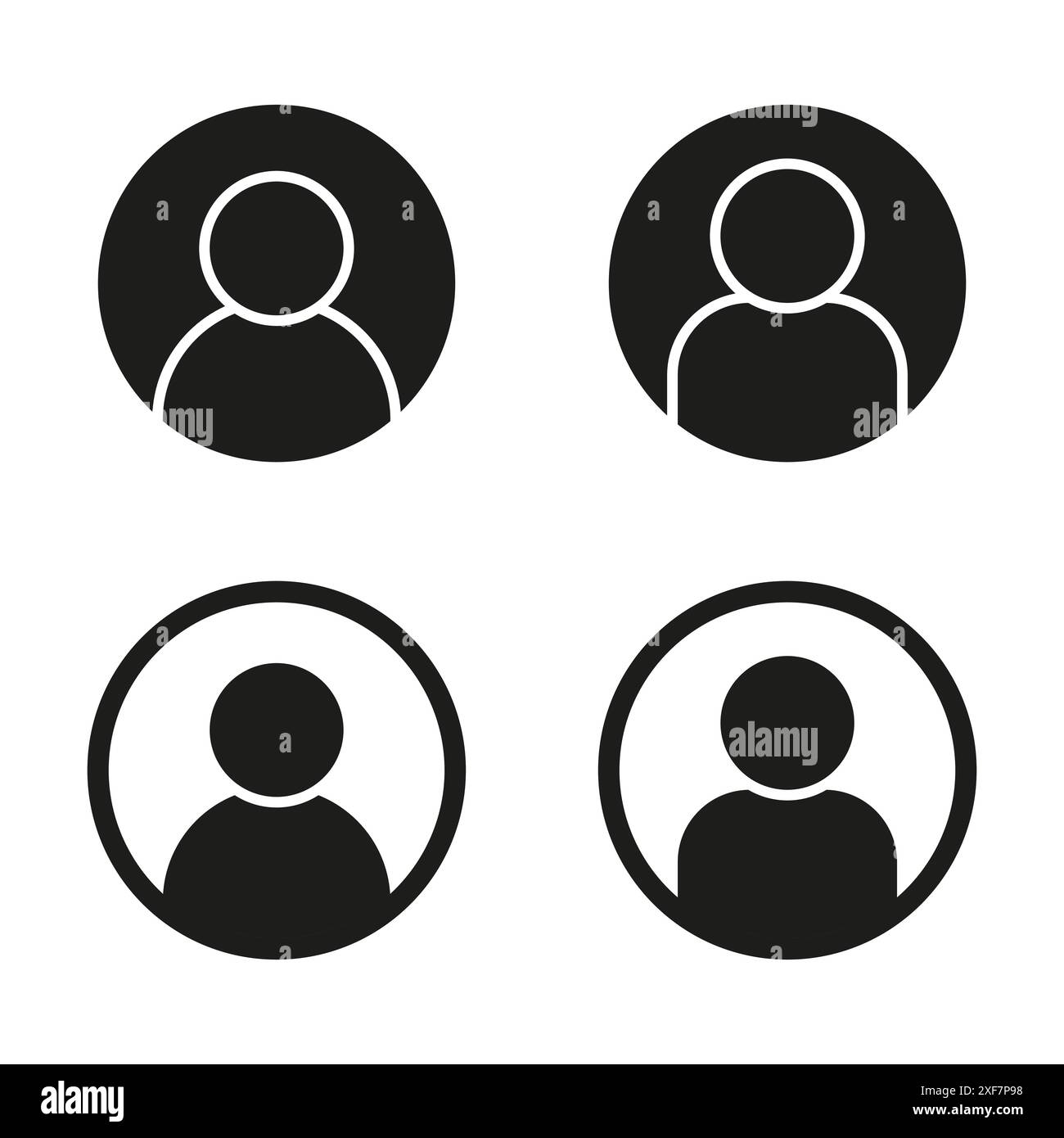 User profile icons. Circular avatar symbols. Black and white design ...