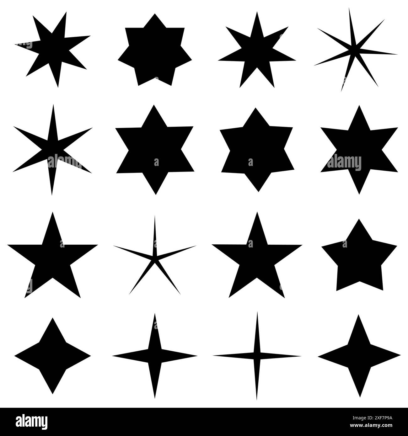 Star shapes collection. Various black silhouettes. Geometric vector ...